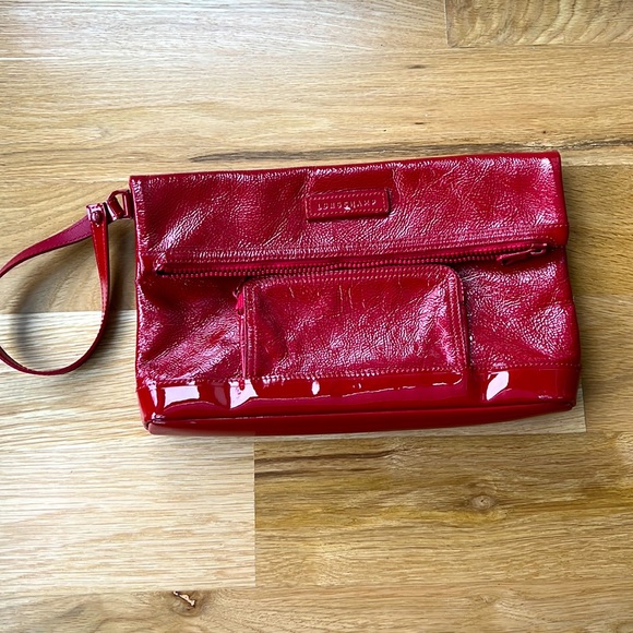 Longchamp | Bags | Authentic Longchamp Red Clutch Bag Patent Leather ...